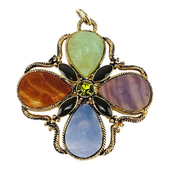 Monet | Jewelry | Vintage Monet Pendant Multicolor Shell Enamel ...